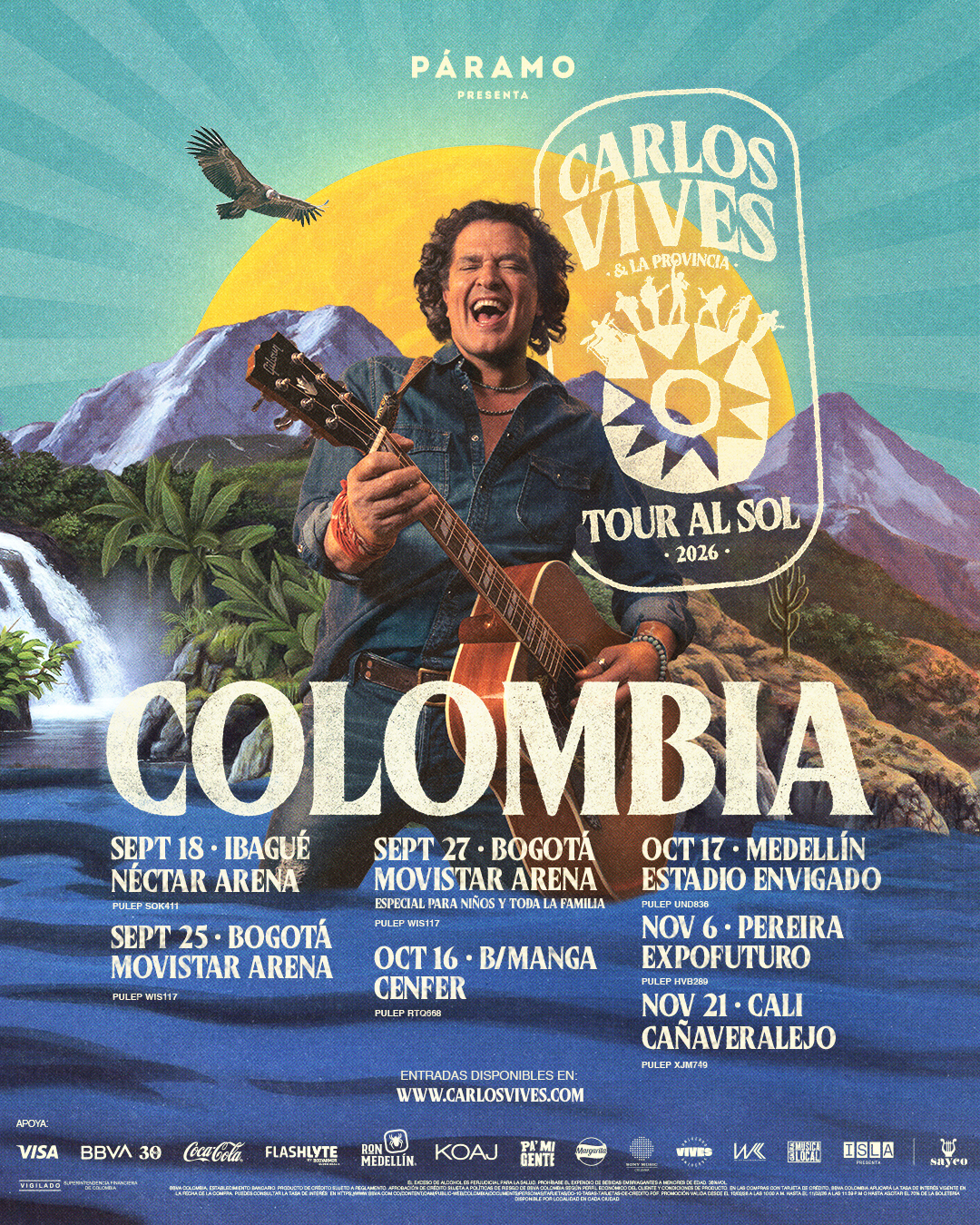 Carlos Vives anuncia su gira “Tour Al Sol” por Colombia - carlosvives.com